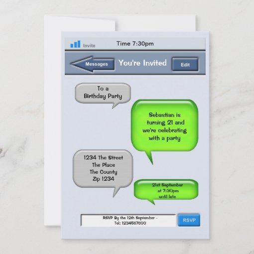 Cell Phone Text Party Invitation | Zazzle