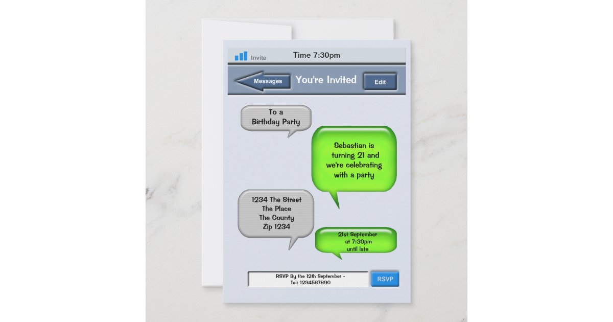 Cell Phone Text Party Invitation | Zazzle