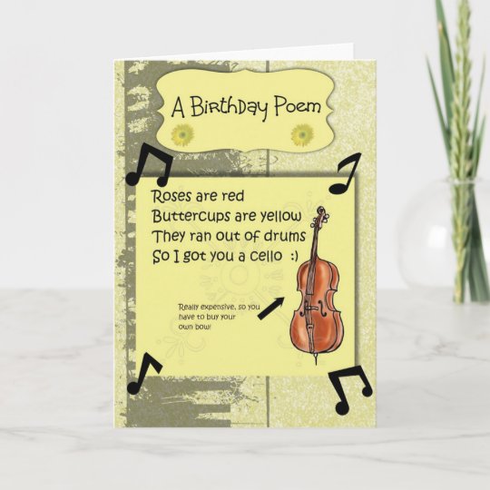 Cello Birthday Poem Card | Zazzle.com