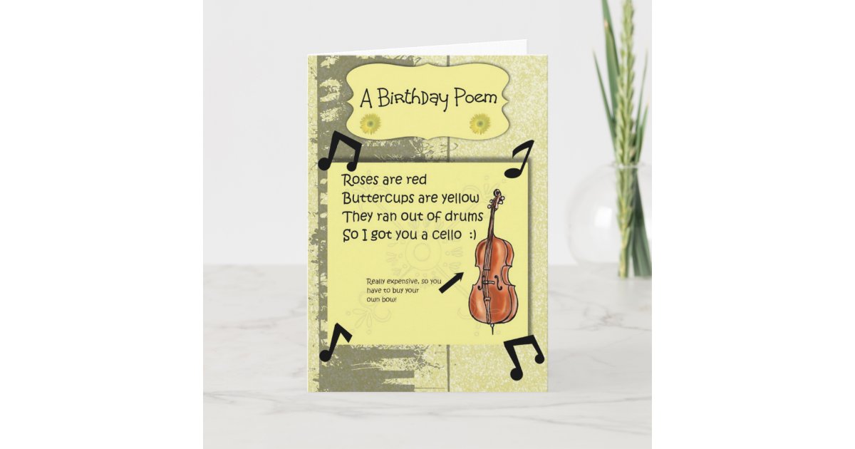 Cello Birthday Poem Card | Zazzle
