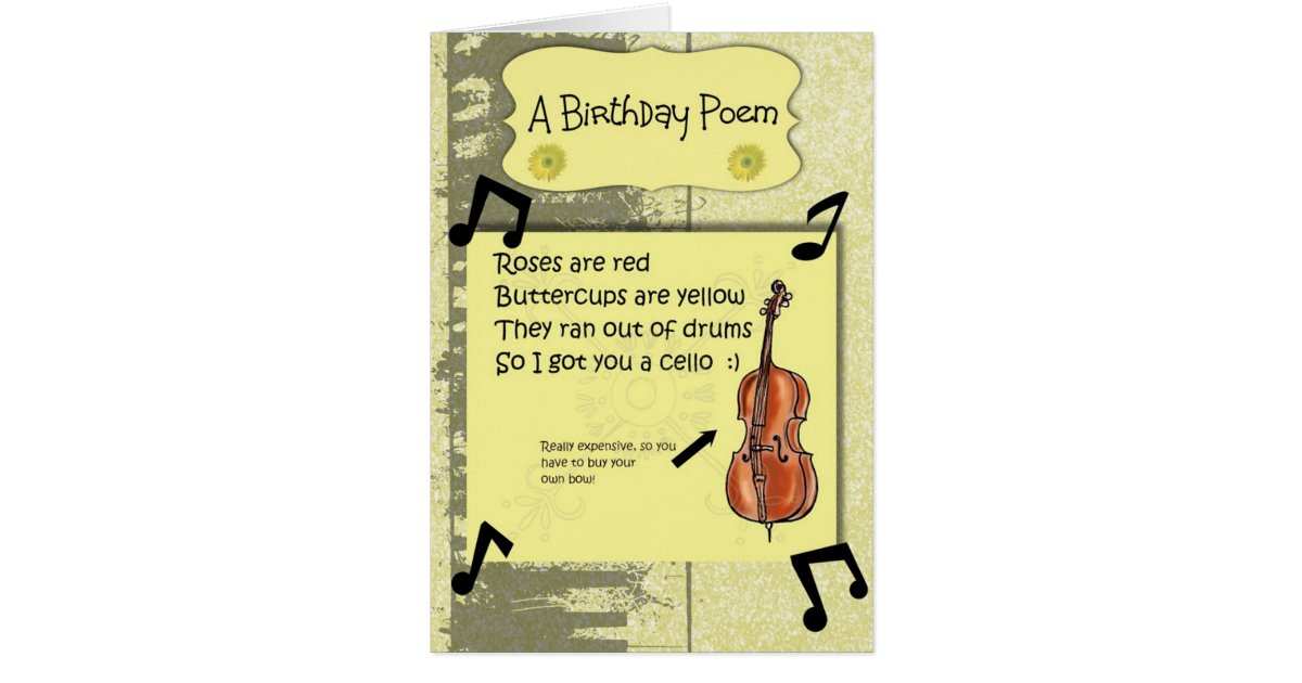 Cello Birthday Poem Card | Zazzle.com