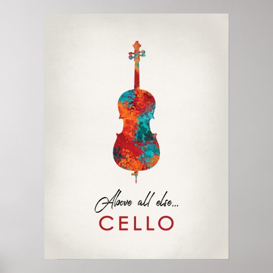 Cello - Bright Colorful Music Poster | Zazzle.com