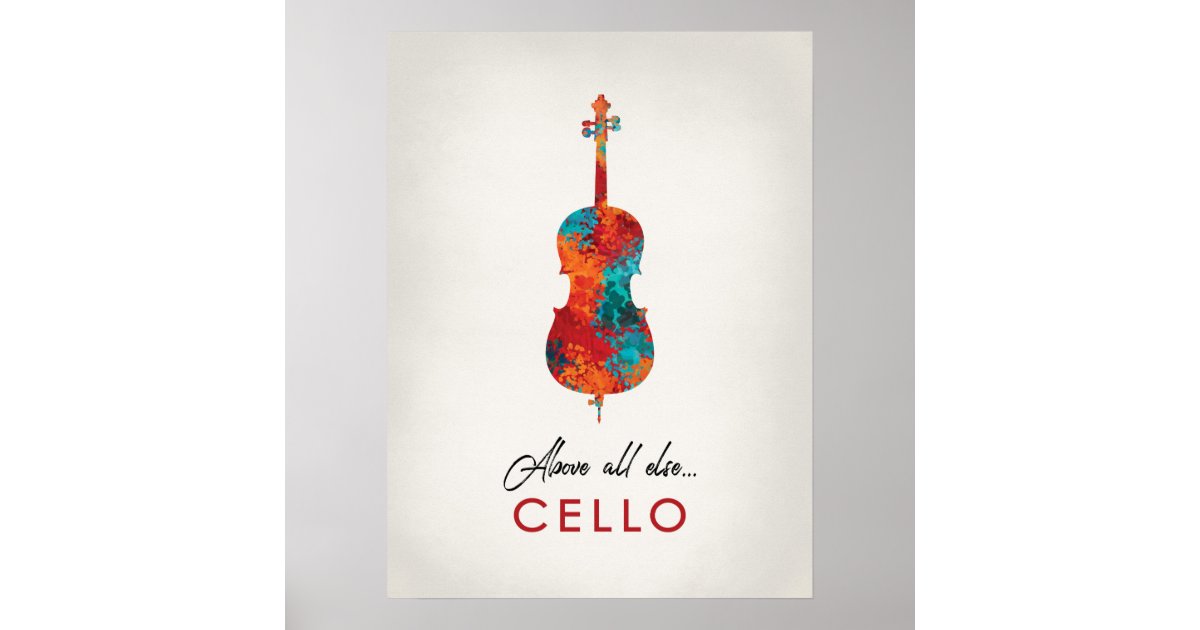Cello - Bright Colorful Music Poster | Zazzle