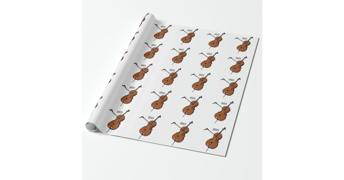 Cello cartoon illustration wrapping paper | Zazzle