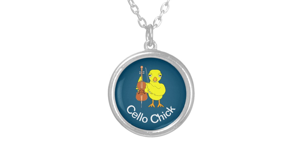 Cello Chick Silver Plated Necklace | Zazzle