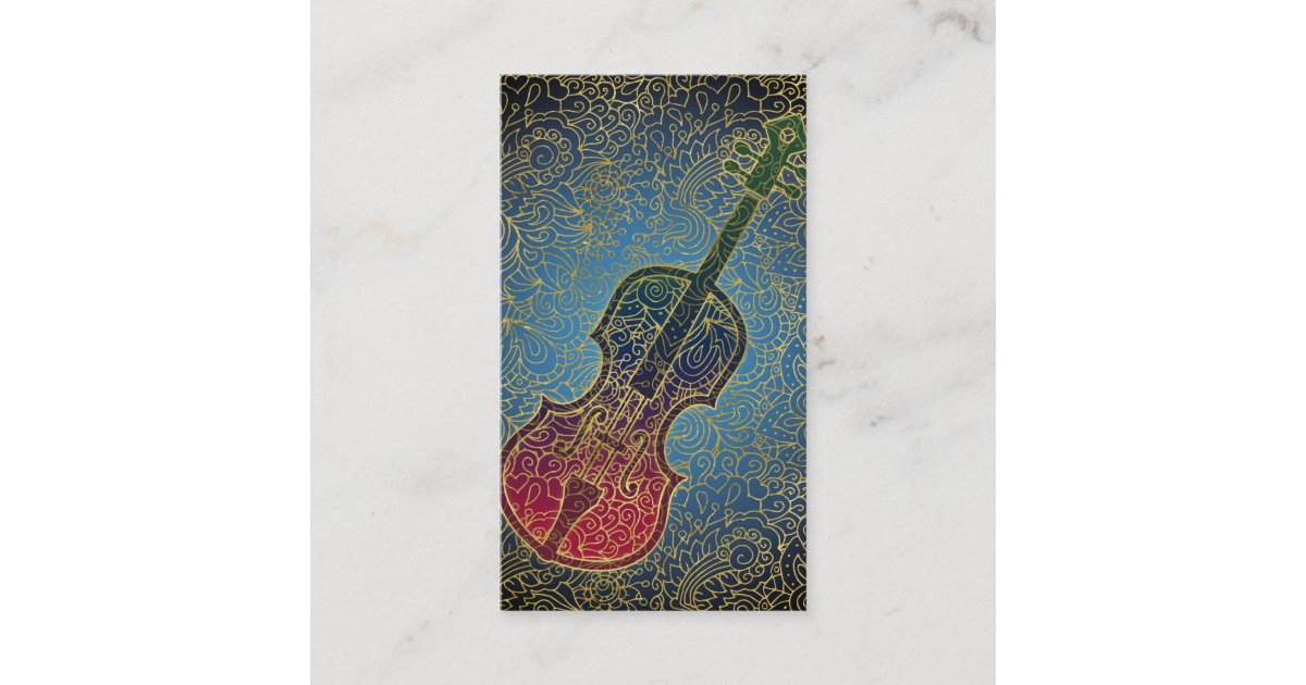 Cello Gold Filigree - Colorful Music Business Card | Zazzle
