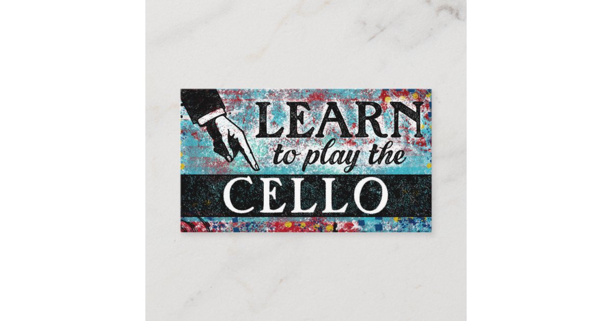 Cello Lessons Business Cards - Blue Red | Zazzle
