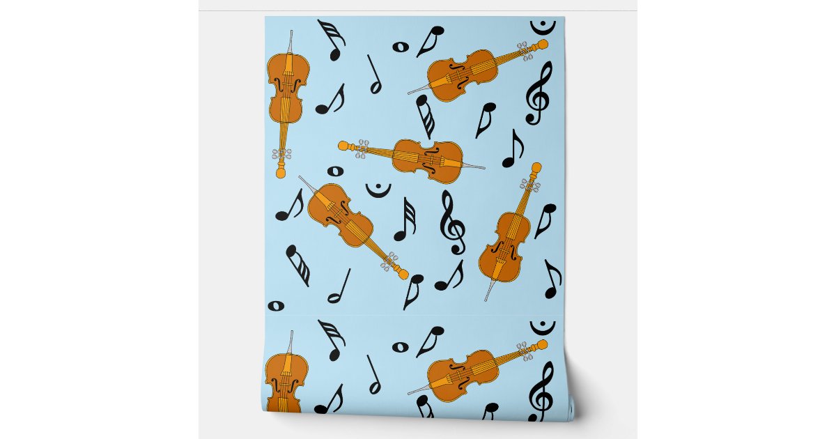 Cello Music Note Pattern Wallpaper | Zazzle
