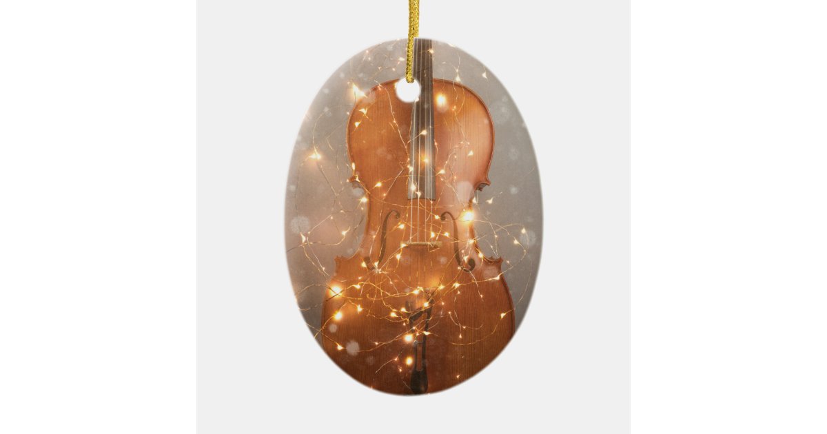 Cello with lights Christmas ornament | Zazzle
