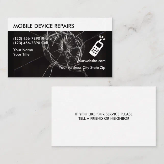 Cellphone Repair Business Cards | Zazzle