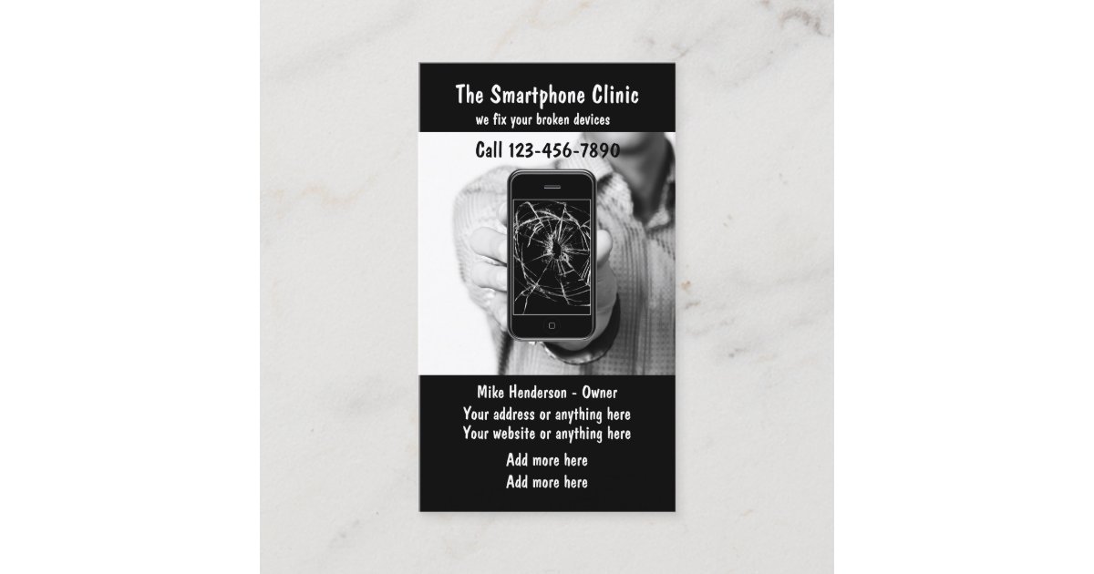 Cellphone Repair Services Business Card | Zazzle