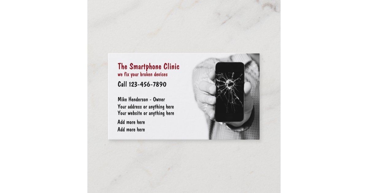 Cellphone Repair Services Business Card | Zazzle