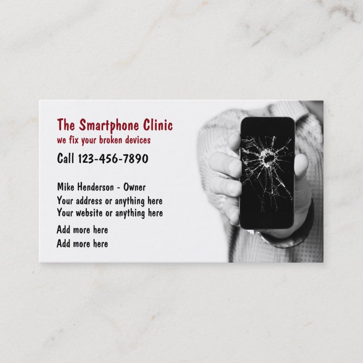 Cellphone Repair Services Business Card | Zazzle