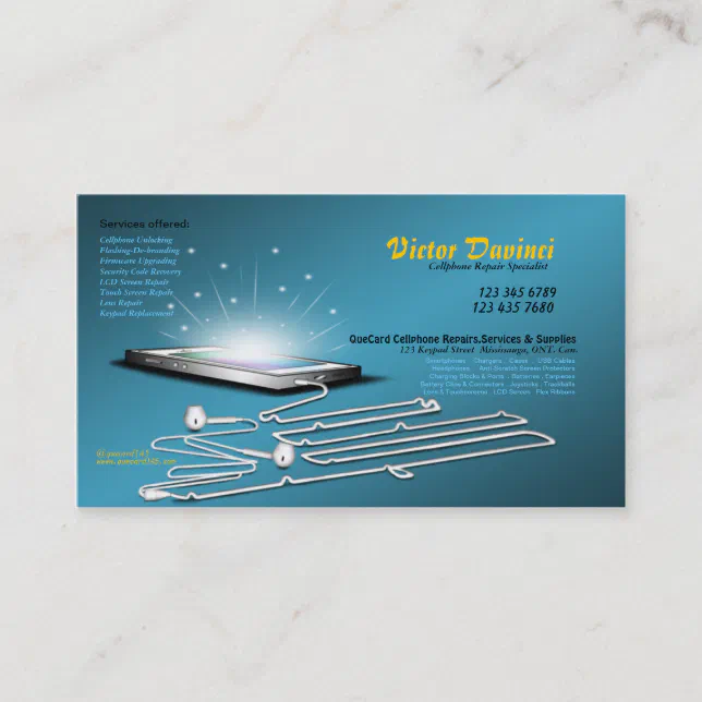 Cellphone Unlocker/Repair/Servicing Business Card | Zazzle