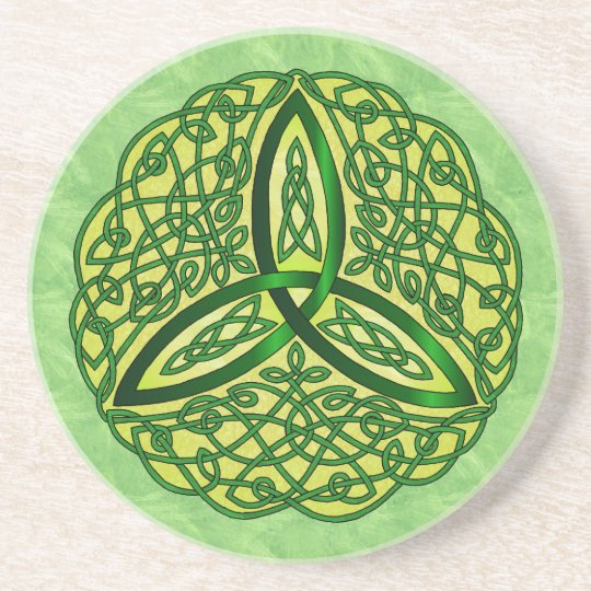 Celtic Art Trinity Knot Green and Gold Coaster | Zazzle.com