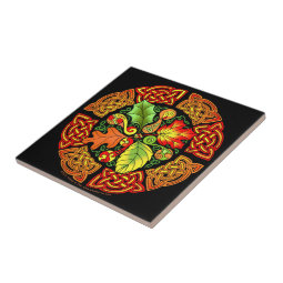 Celtic Autumn Leaves Tile | Zazzle