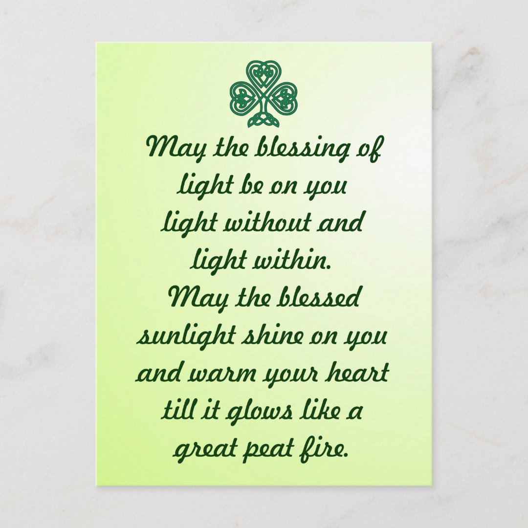 celtic blessing shamrock postcard | Zazzle