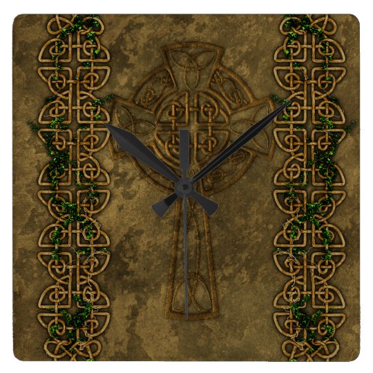 Celtic Cross and Cross Knots Square Wall Clock | Zazzle.com
