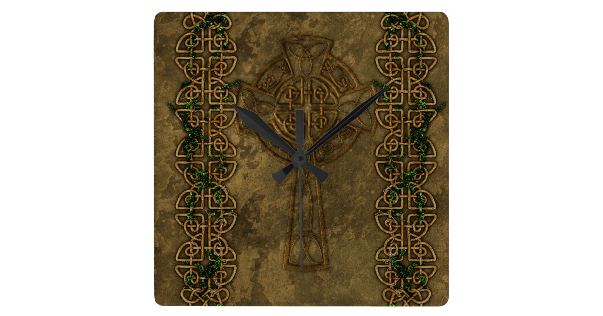 Celtic Cross and Cross Knots Square Wall Clock | Zazzle.com