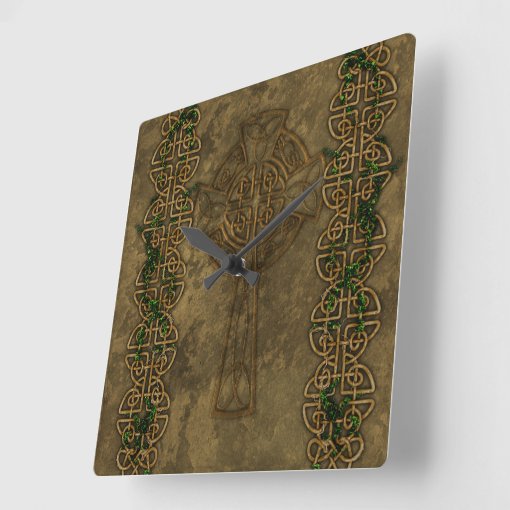 Celtic Cross and Cross Knots Square Wall Clock | Zazzle