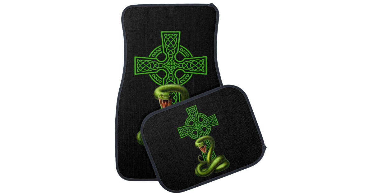 Celtic Cross And Green Snake Irish Pride Car Floor Mat | Zazzle
