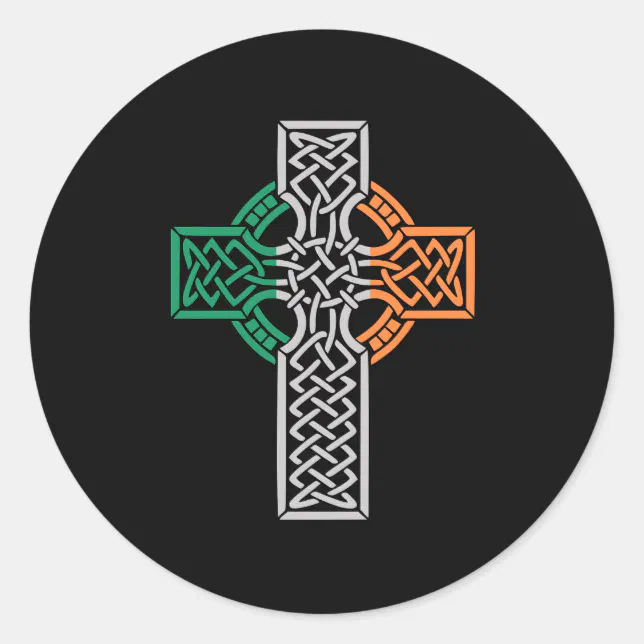Celtic Cross Ireland Flag Classic Round Sticker | Zazzle