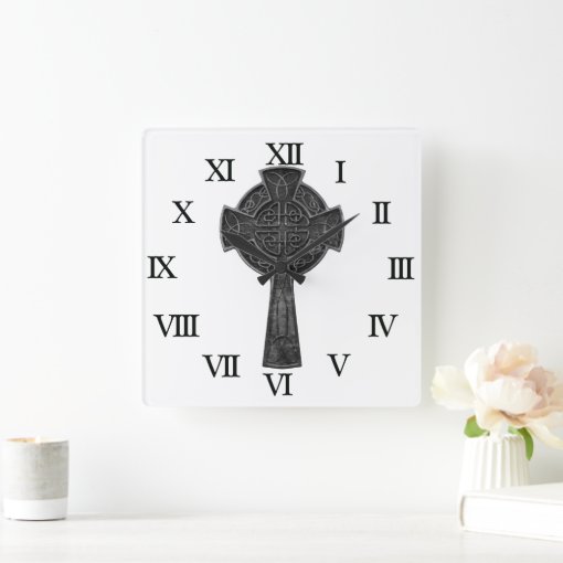 Celtic Cross Square Wall Clock | Zazzle