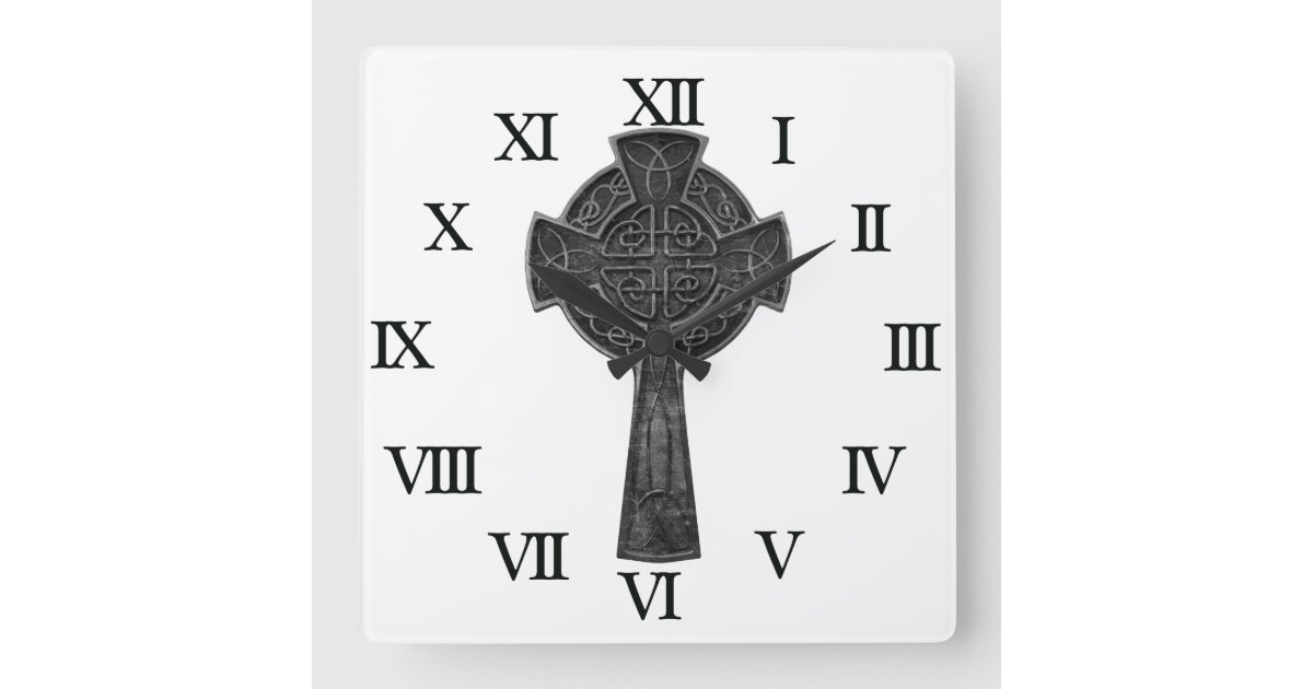 Celtic Cross Square Wall Clock | Zazzle
