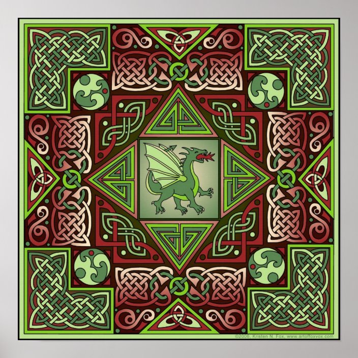 Celtic Dragon Labyrinth Fine Art Poster | Zazzle.com