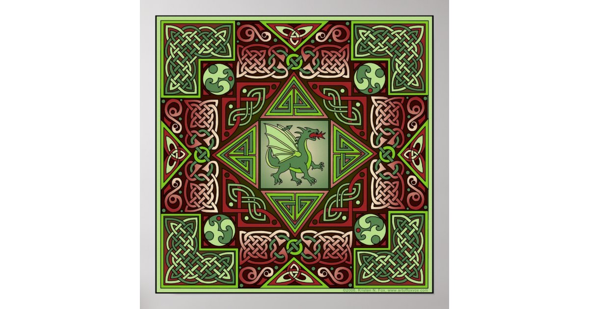 Celtic Dragon Labyrinth Fine Art Poster | Zazzle