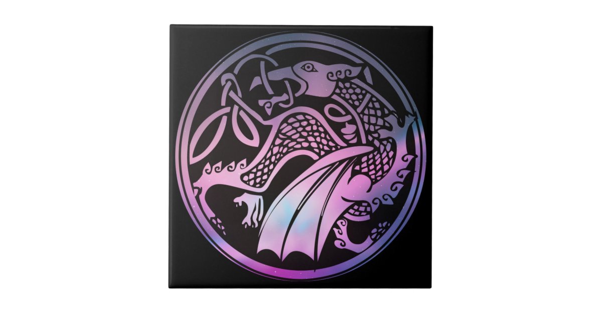 Celtic Dragon Round Ceramic Tile | Zazzle