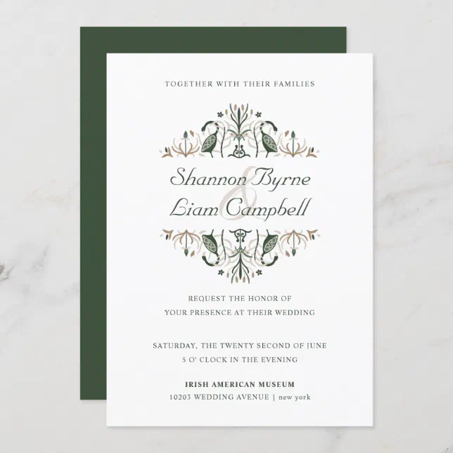 Celtic Folk Art | Modern Floral Irish Wedding Invitation | Zazzle