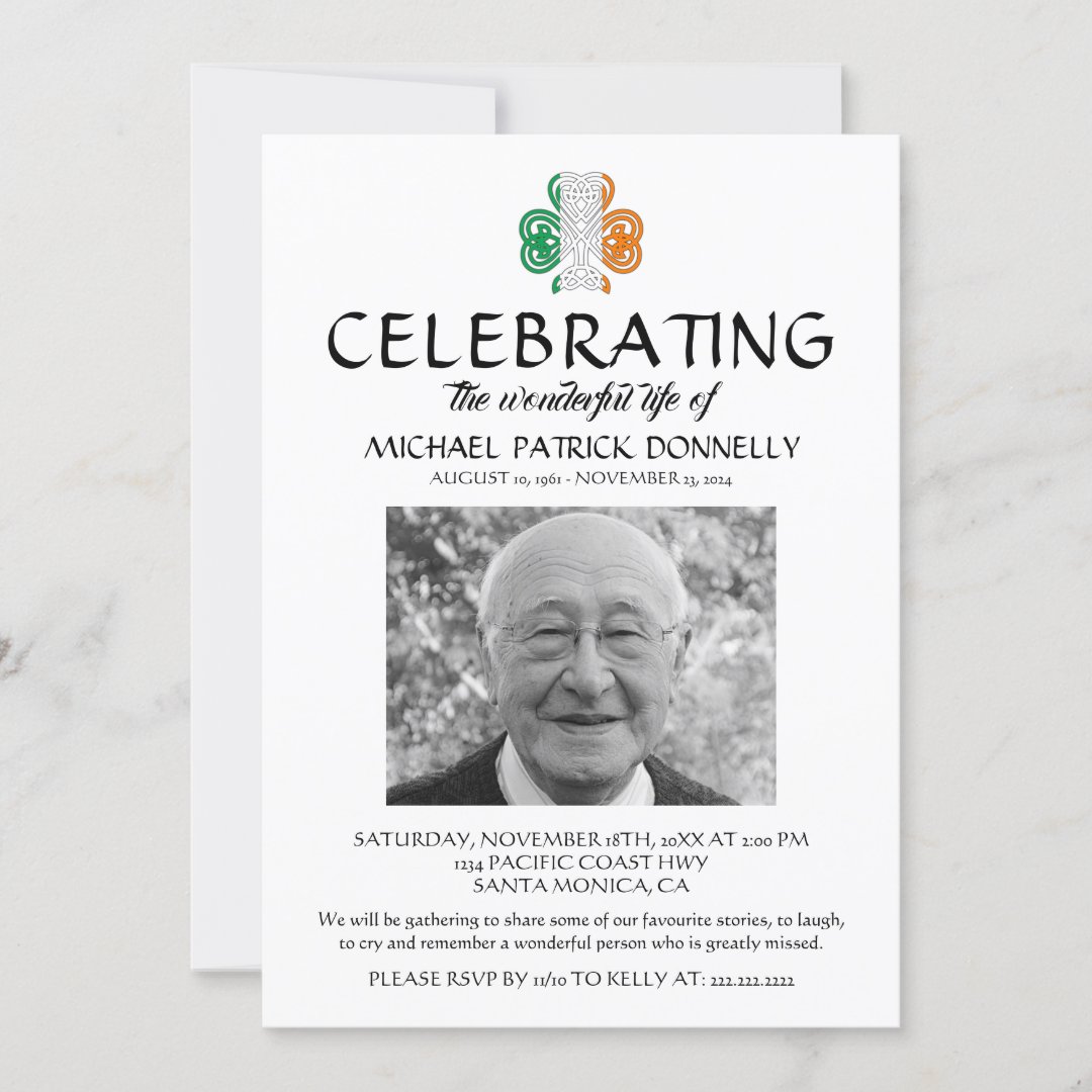 Celtic Funeral | Celebration of Life Photo Invitation | Zazzle
