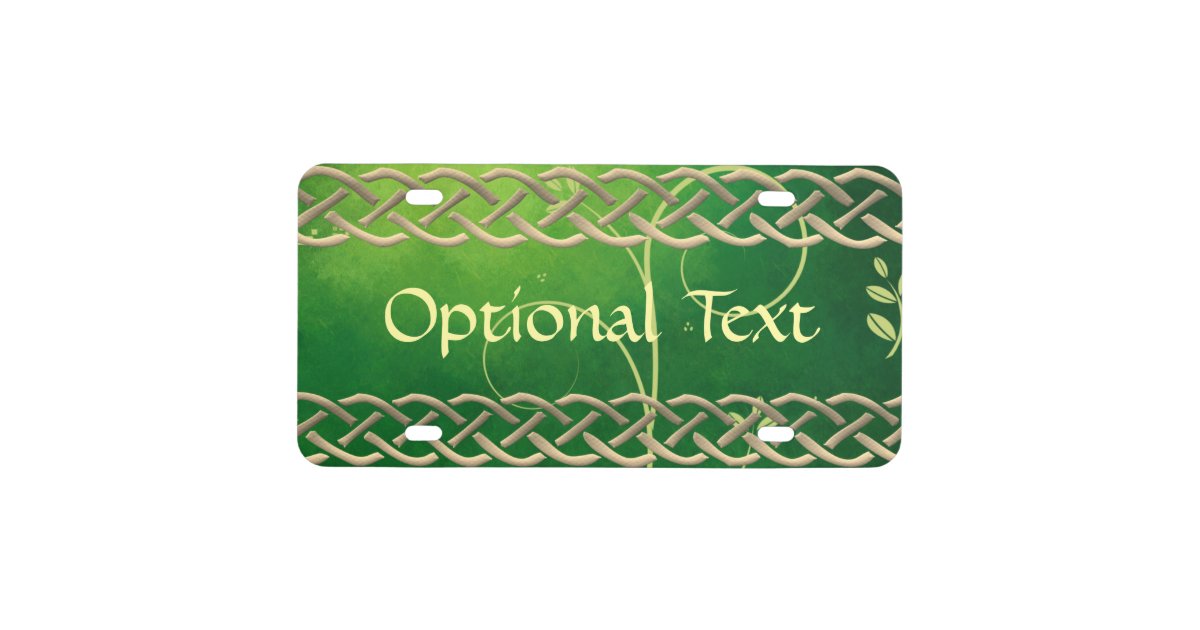 Celtic Green Knots & Leaves License Plate | Zazzle
