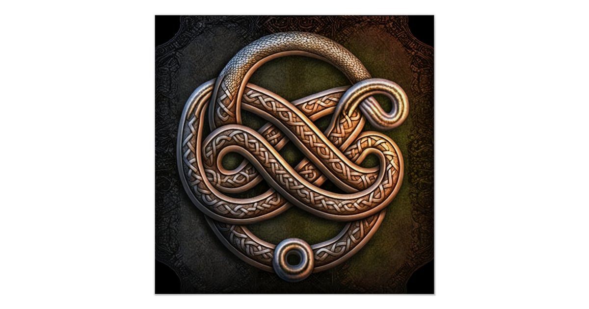 Celtic Intertwined Snakes Ornament Poster | Zazzle
