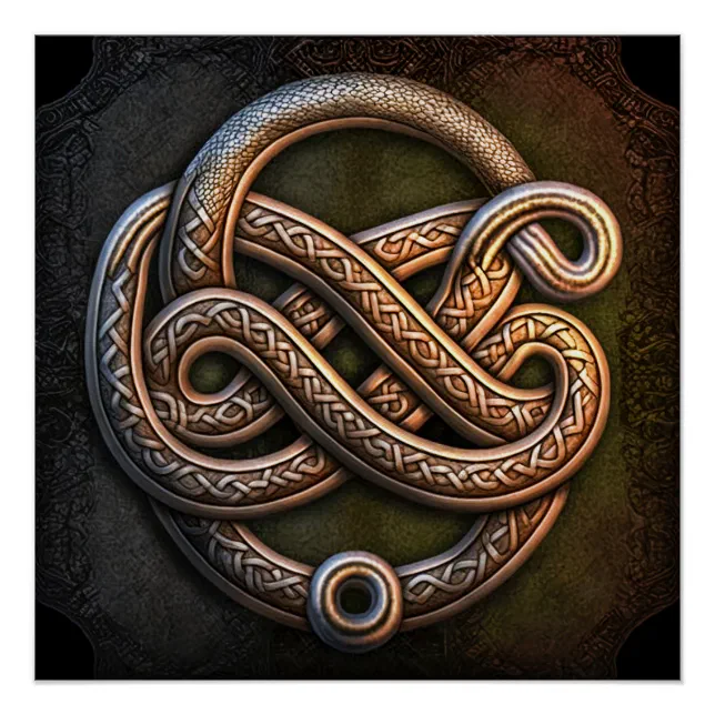 Celtic Intertwined Snakes Ornament Poster | Zazzle
