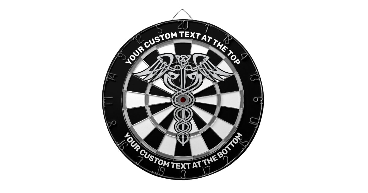 Celtic Knot Caduceus Dartboard with Custom Text | Zazzle