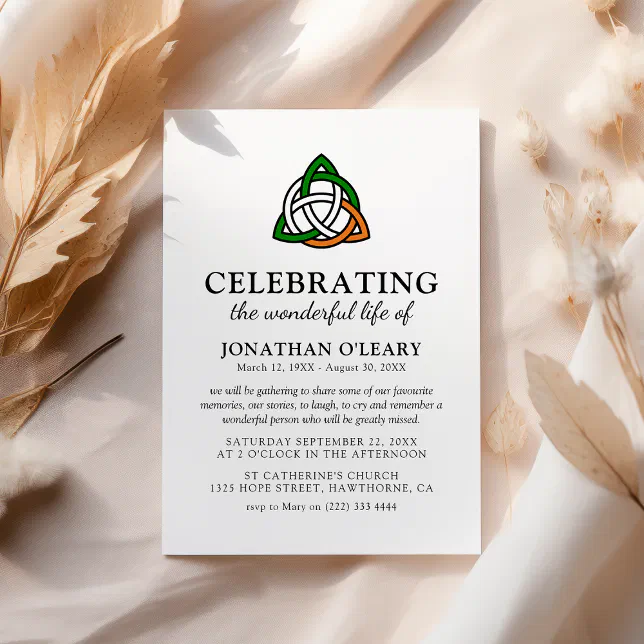 Celtic Knot Classic Irish Funeral Memorial Invitat Invitation | Zazzle