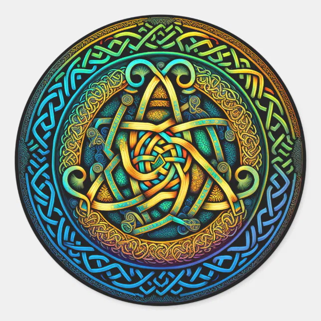 Celtic Knot Colorful Knotwork Classic Round Sticker | Zazzle