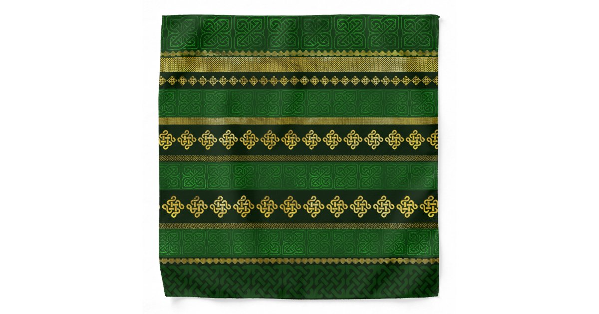 Celtic Knot Decorative Gold and Green pattern Bandana | Zazzle