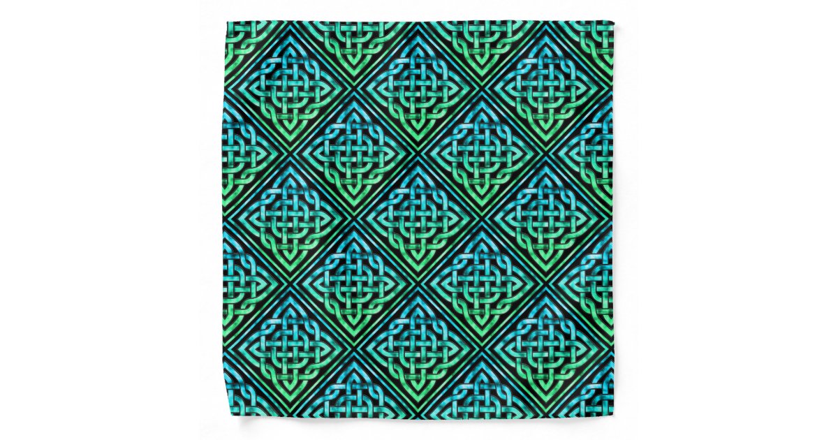 Celtic Knot - Diamond Tile Blue Green Bandana | Zazzle