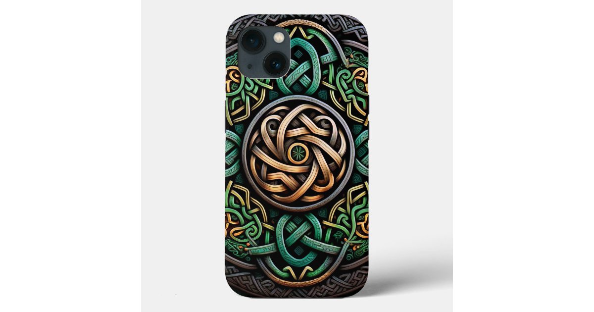 Celtic Knot Green Gold Knotwork Case-Mate iPhone Case | Zazzle