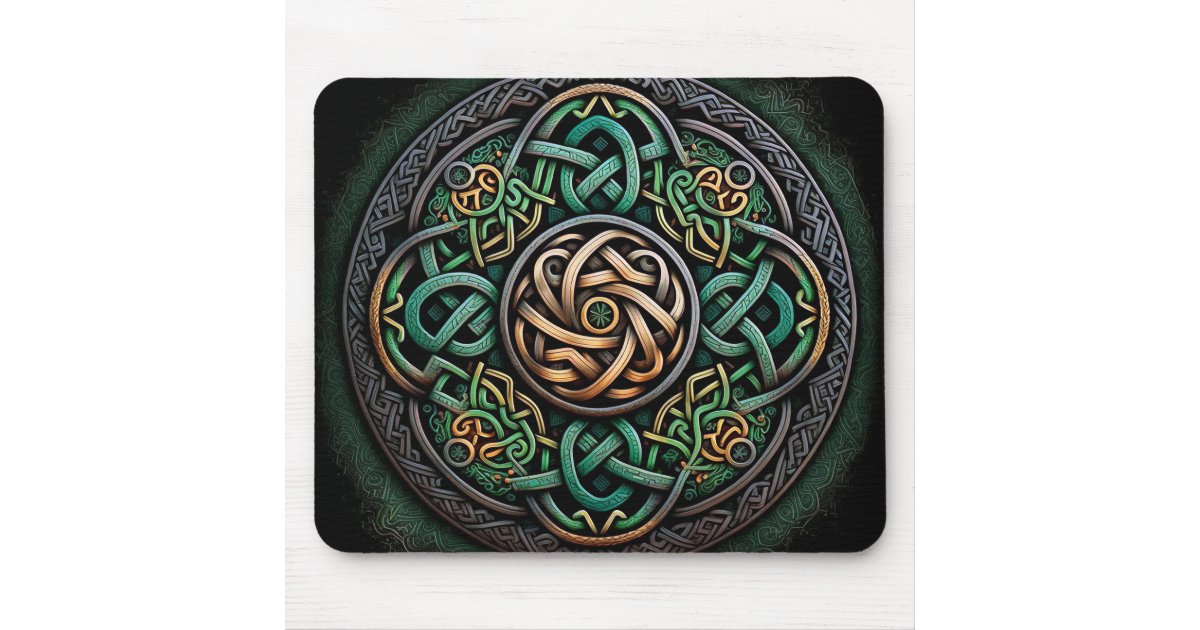 Celtic Knot Green Gold Knotwork Mouse Pad | Zazzle