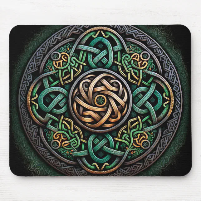 Celtic Knot Green Gold Knotwork Mouse Pad | Zazzle