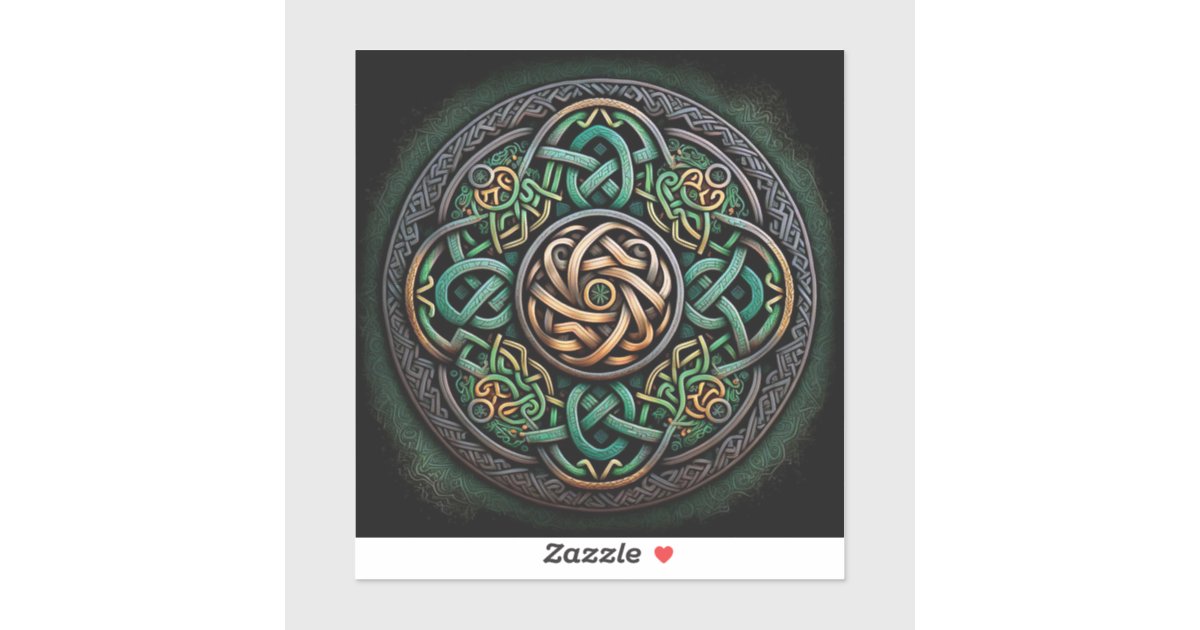 Celtic Knot Green Gold Knotwork Sticker | Zazzle