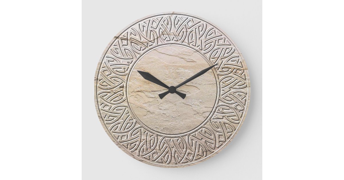 Celtic Knot in stone Large Clock | Zazzle