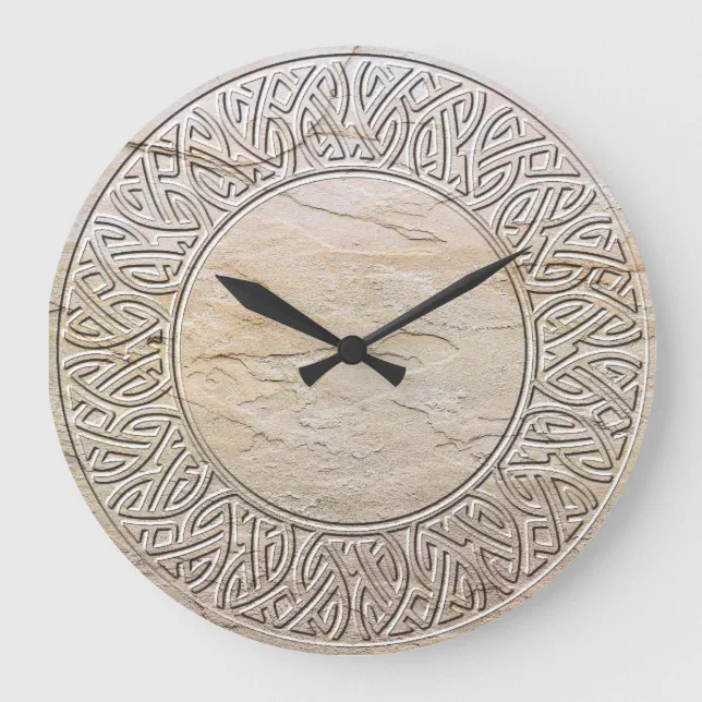 Celtic Knot in stone Large Clock | Zazzle