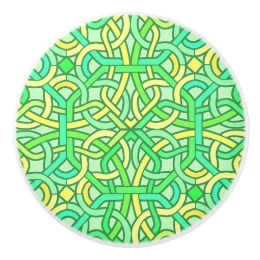 Celtic Knot Irish Braid Pattern Green Yellow Ceramic Knob | Zazzle