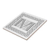 Celtic Knot Monogram Silver Effect Letter M Tile | Zazzle