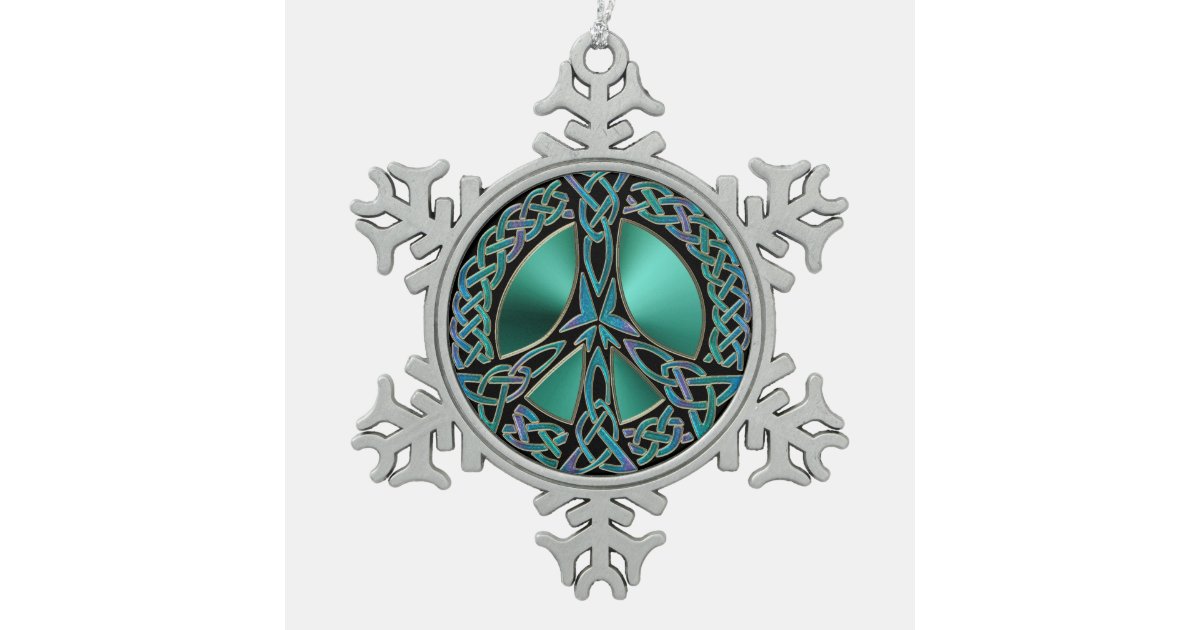 Celtic Knot Peace Sign Snowflake Ornament | Zazzle